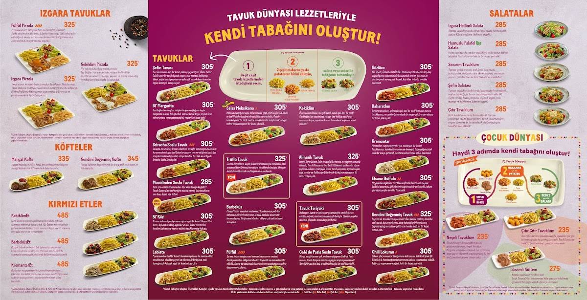 Menu at Tavuk Dünyası - Akdeniz Park Avm, Alanya