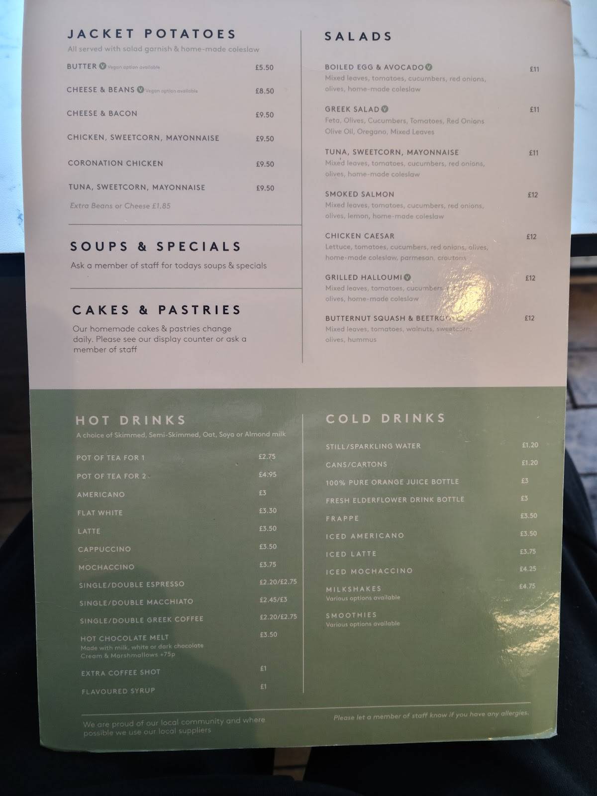 Menu at Tealicious cafe, Hatfield