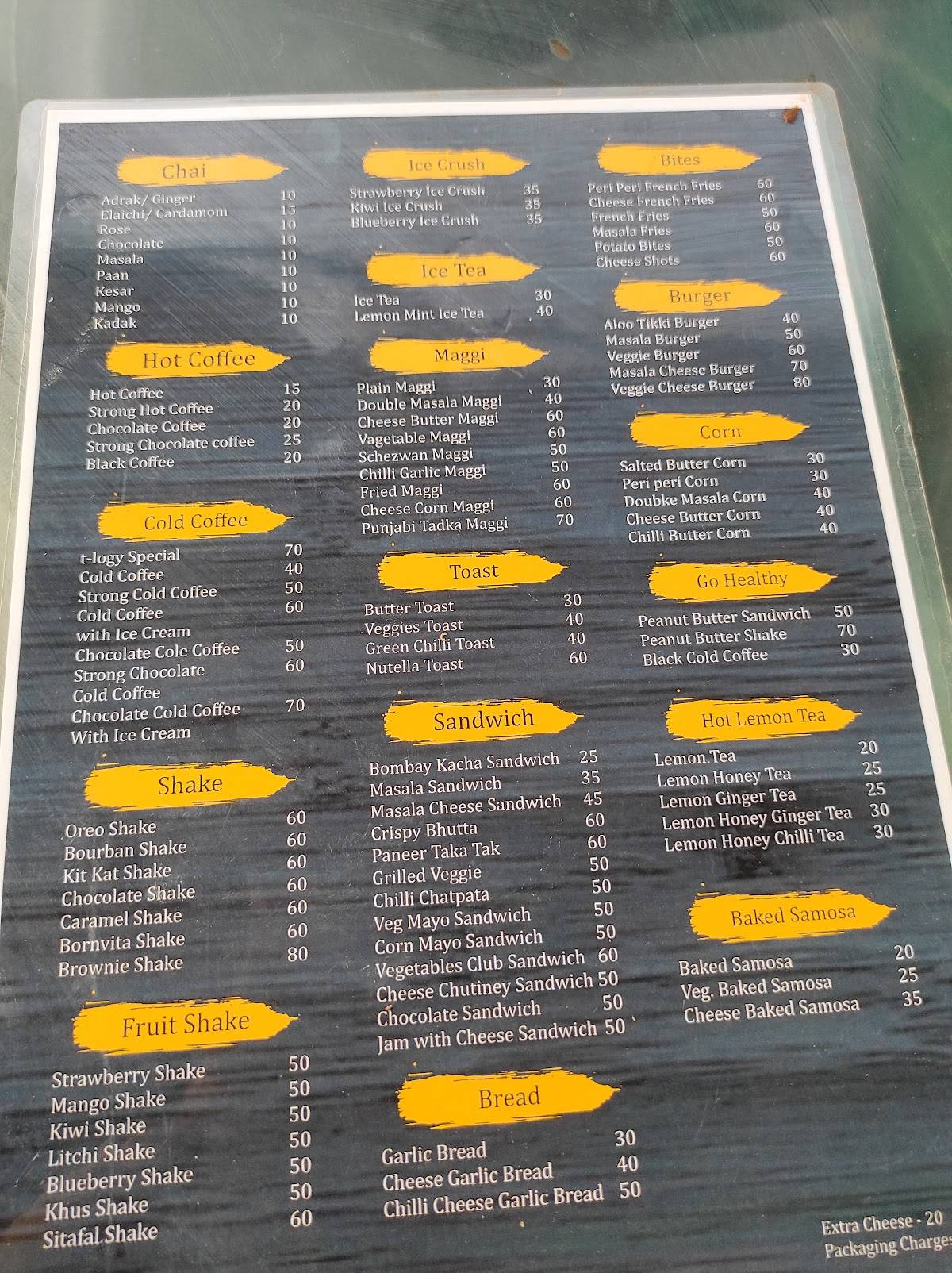 Menu at Tealogy cafe guna, Guna