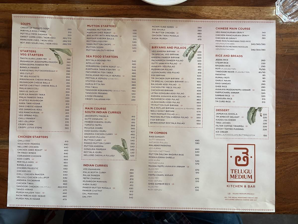 Menu at Telugu Medium Kitchen & Bar, Hyderabad