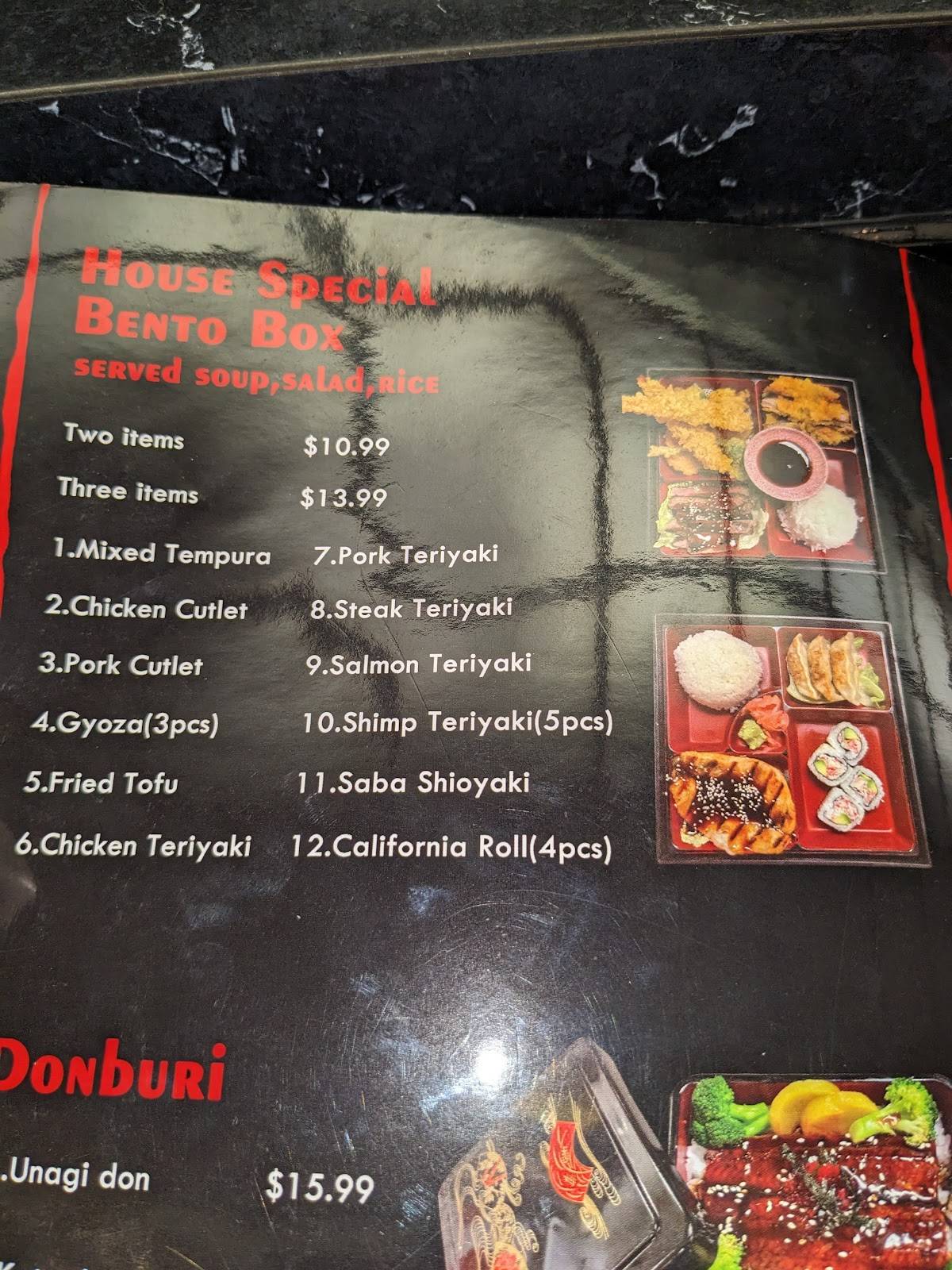 Menu at Tempura Japanese Restaurant, North Platte