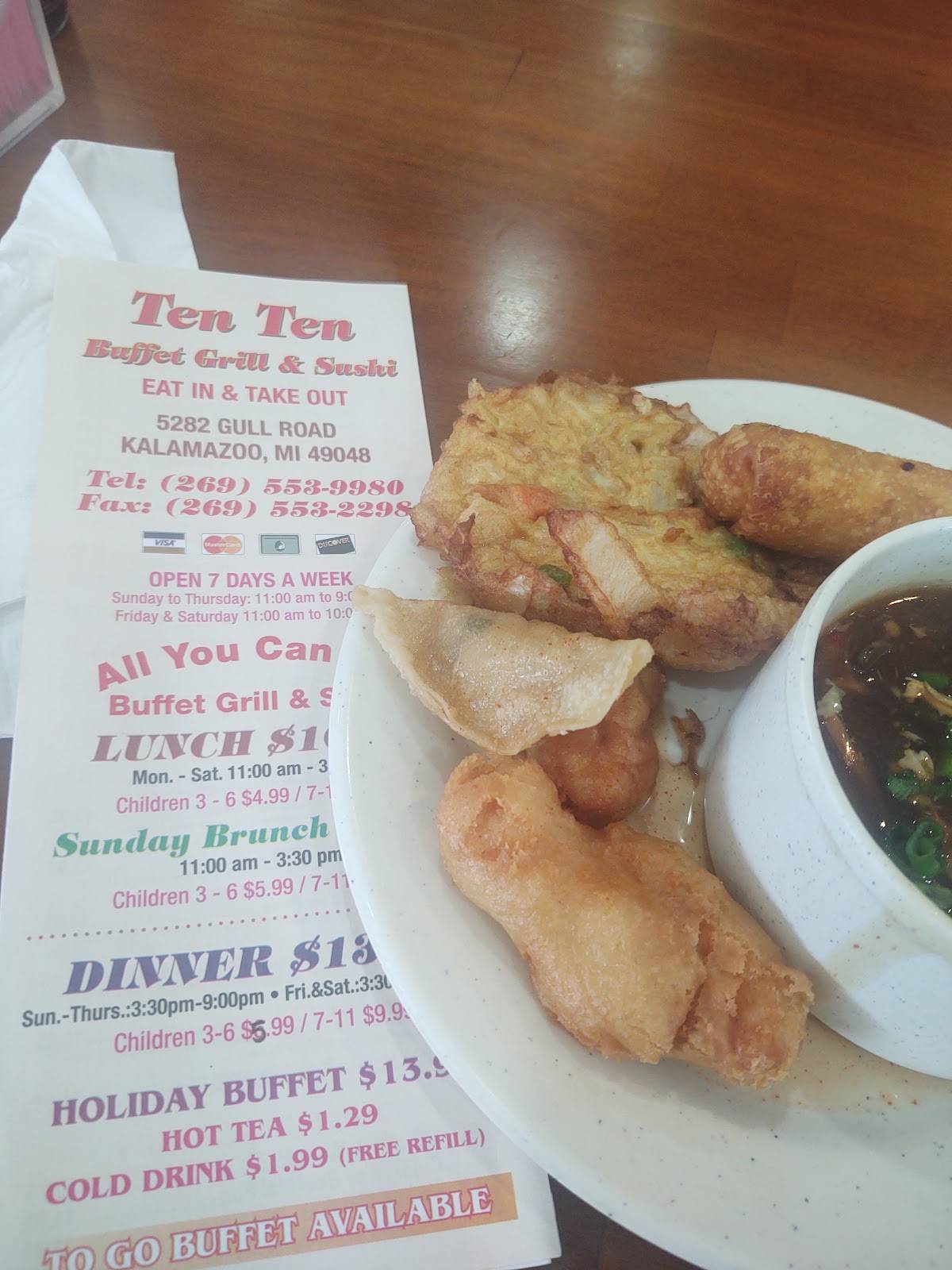 Menu at Ten Ten Buffet Grill & Sushi restaurant, Kalamazoo