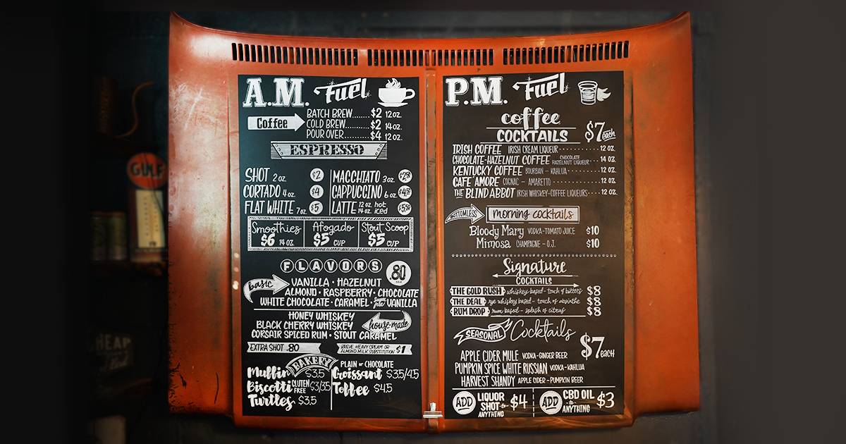 Menu at Ten and Two Coffee pub & bar, Bonner Springs