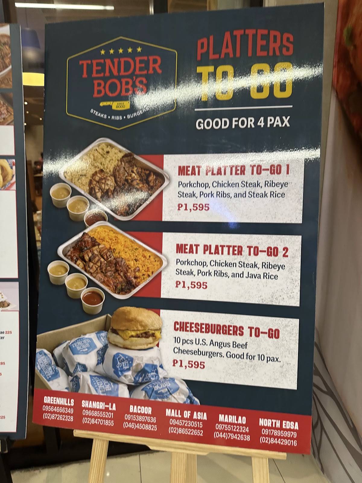 Menu at Tender Bob's steakhouse, Quezon City, SM North Edsa north tower