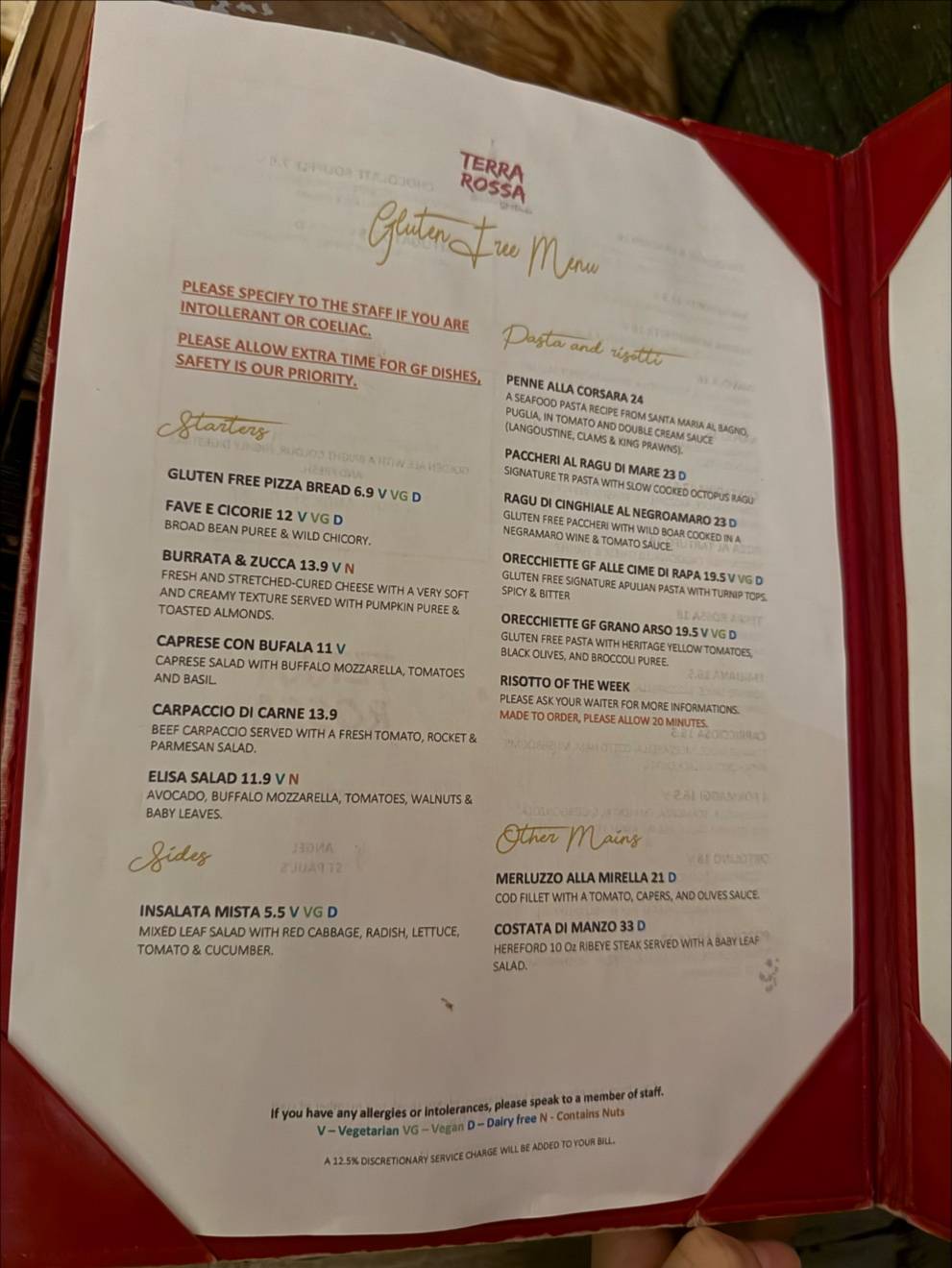 Menu at Terra Rossa St Paul's restaurant, London