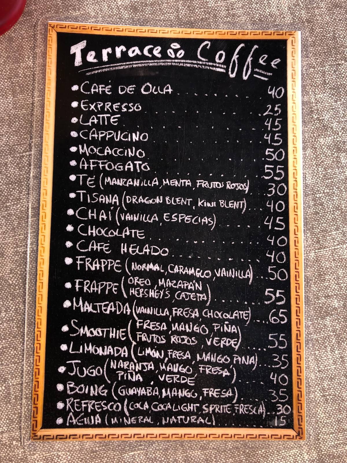 Menu at Terrace Coffee TC cafe, Cabo San Lucas