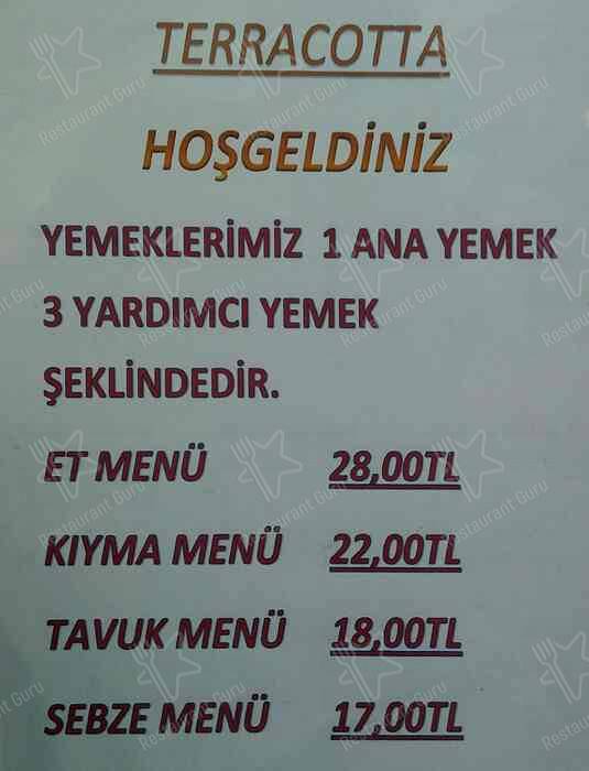 Menu at Terracotta, Istanbul, Balkan Cd. Buyaka AVM No:56