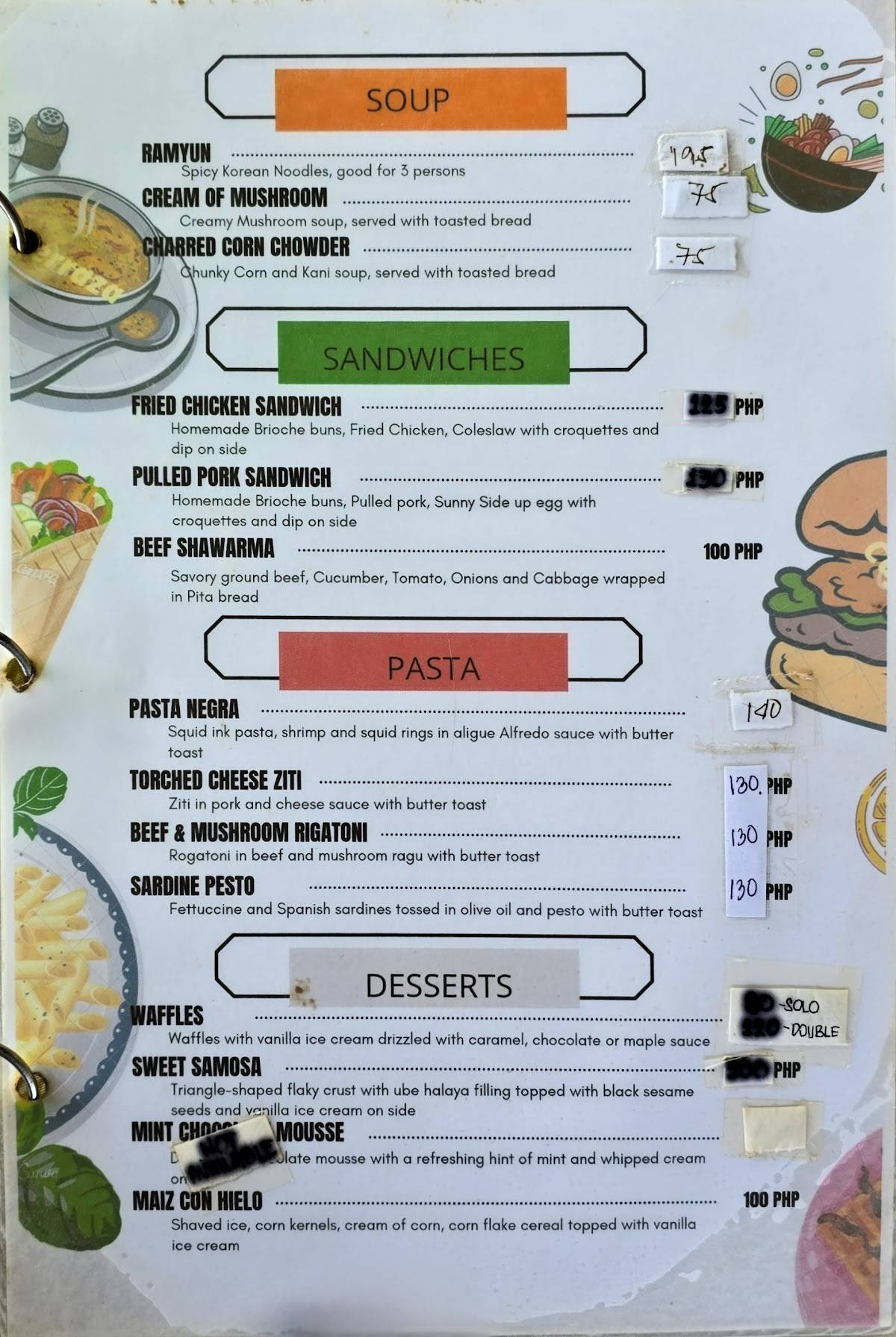 Menu at Terraza Cafe, Valderrama