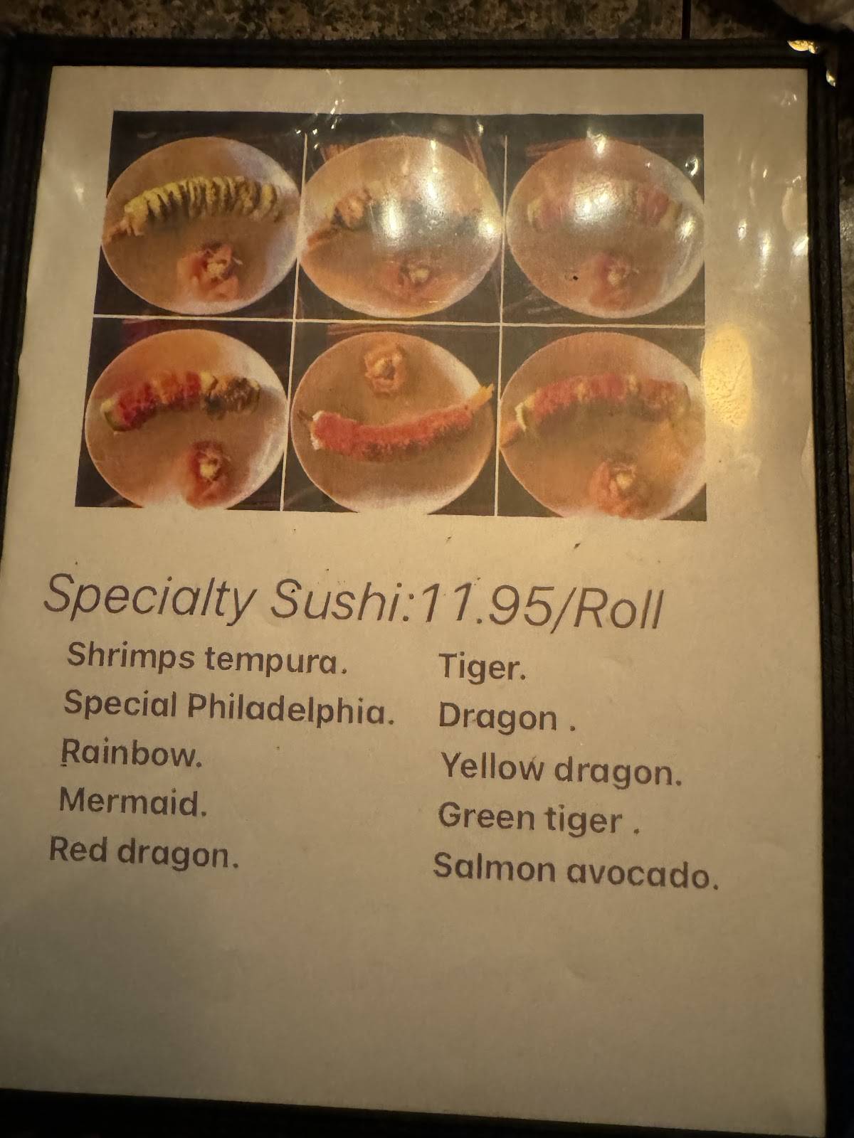 Menu at Thai Island restaurant, San Diego, Seventh Ave