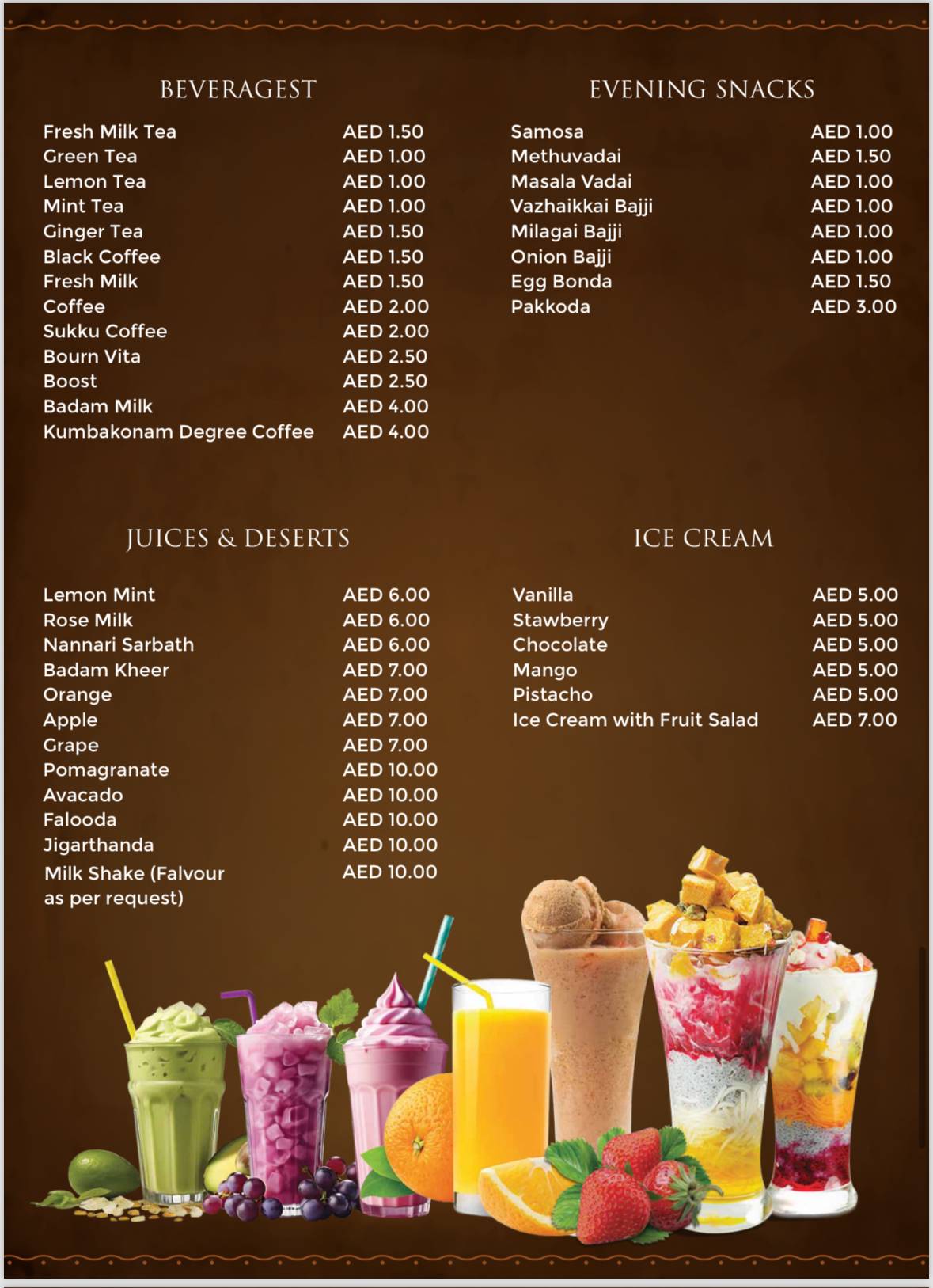 Menu at Thanjai Cholas Restaurant Shabia-12 Branch, Abu Dhabi