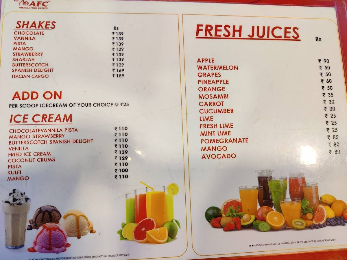 Menu at The AFC American fried Chicken (Madikeri), Madikeri