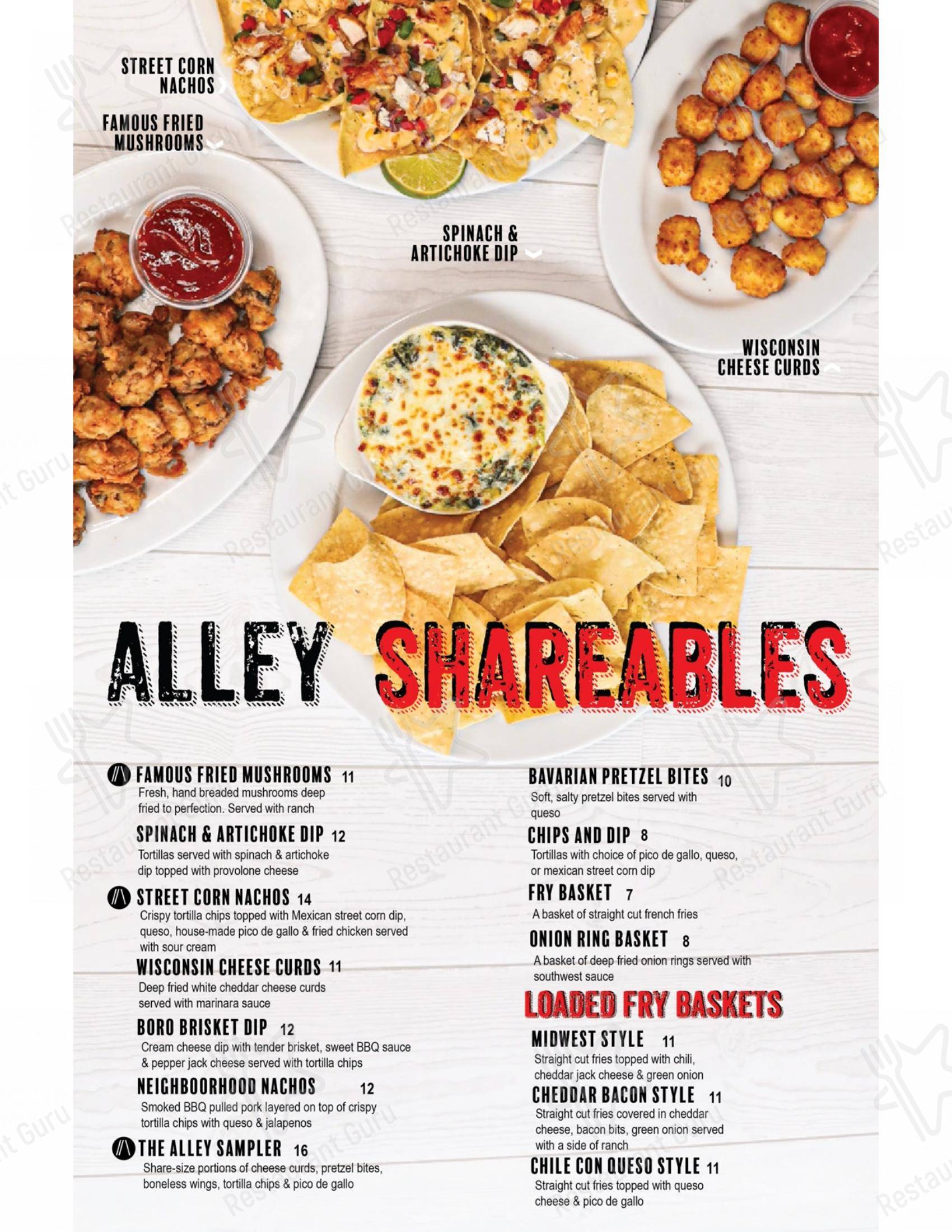 Menu at The Alley Neighborhood Grille steakhouse, Hillsboro