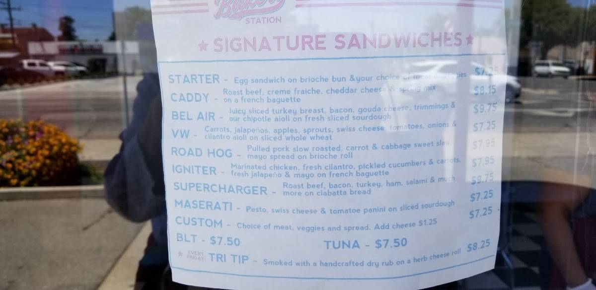 Menu at The Bakery Station, Salinas