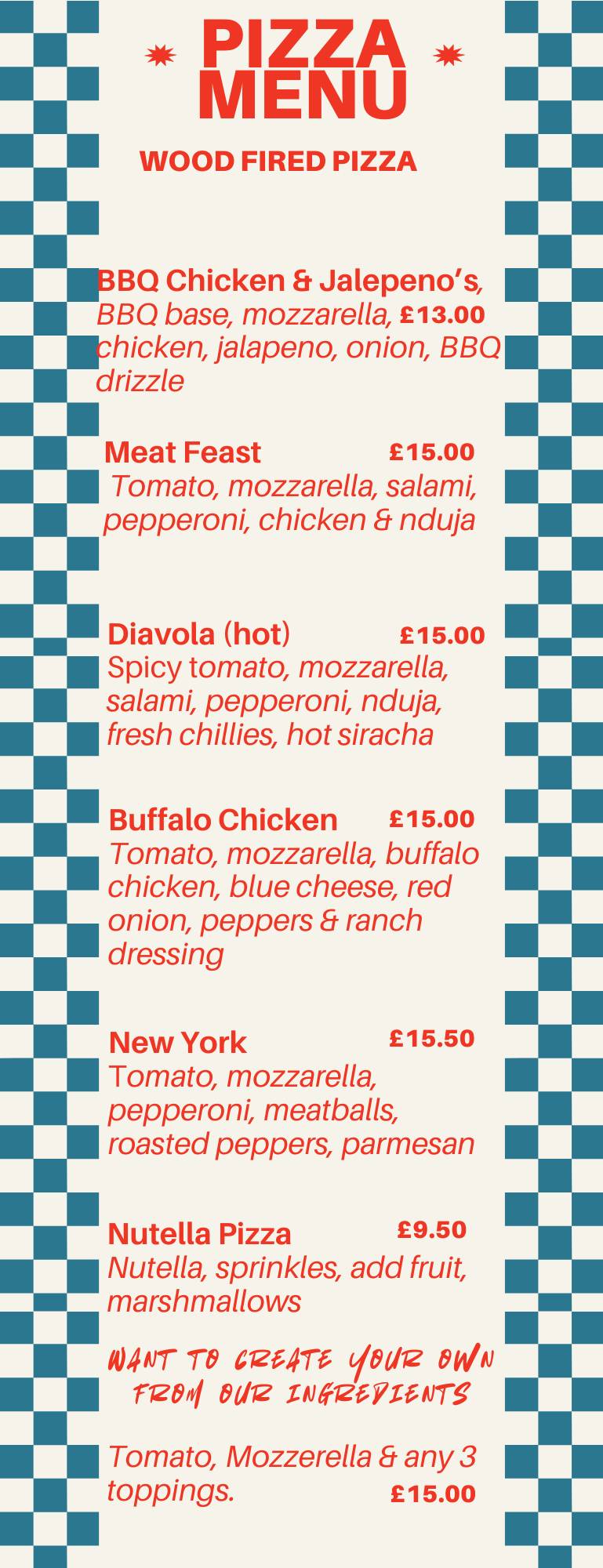 Menu at The Barclay Pizza & Prosecco, Oldham
