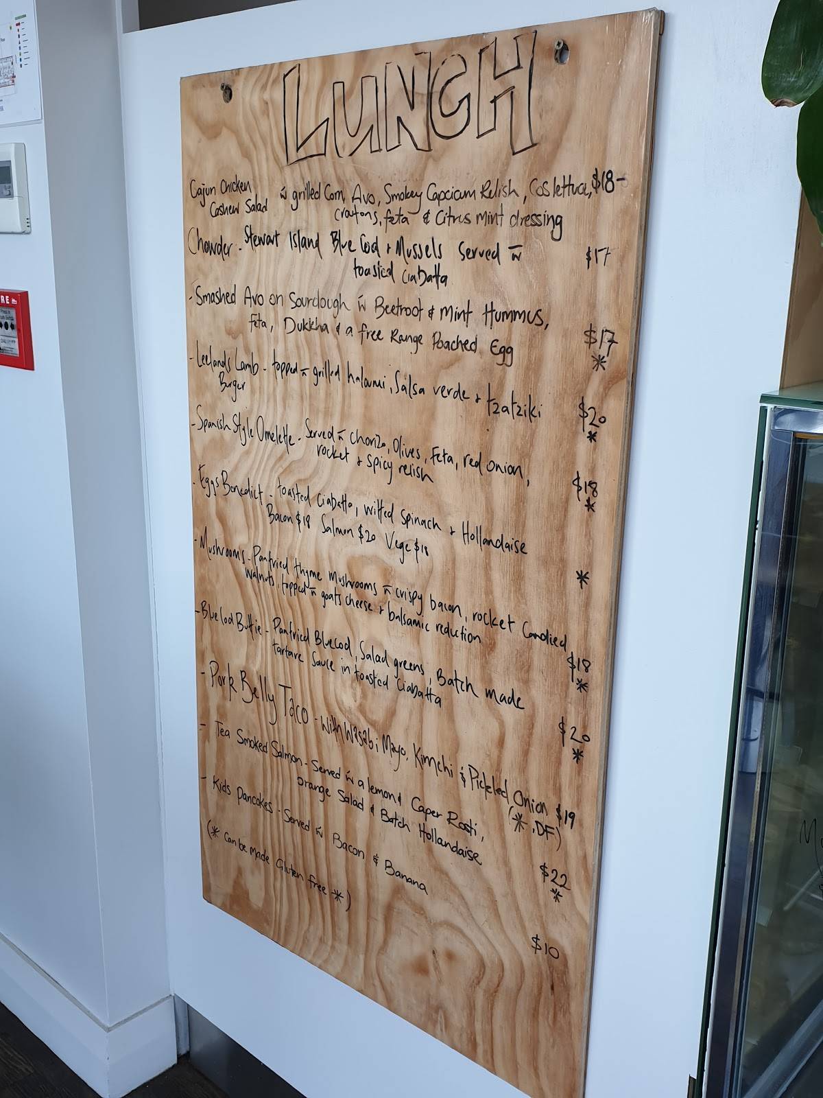 Menu at The Batch Cafe, Invercargill