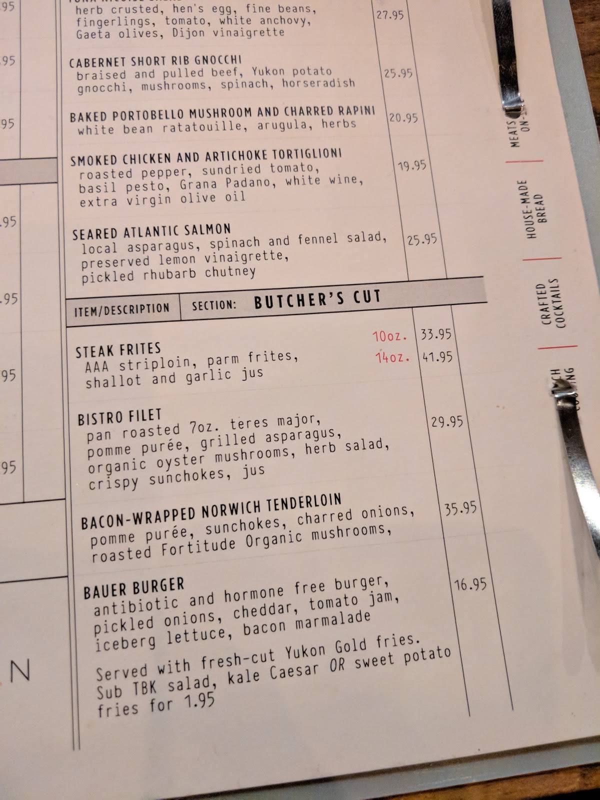 Menu at The Bauer Kitchen restaurant, Waterloo, 187 King St S #102