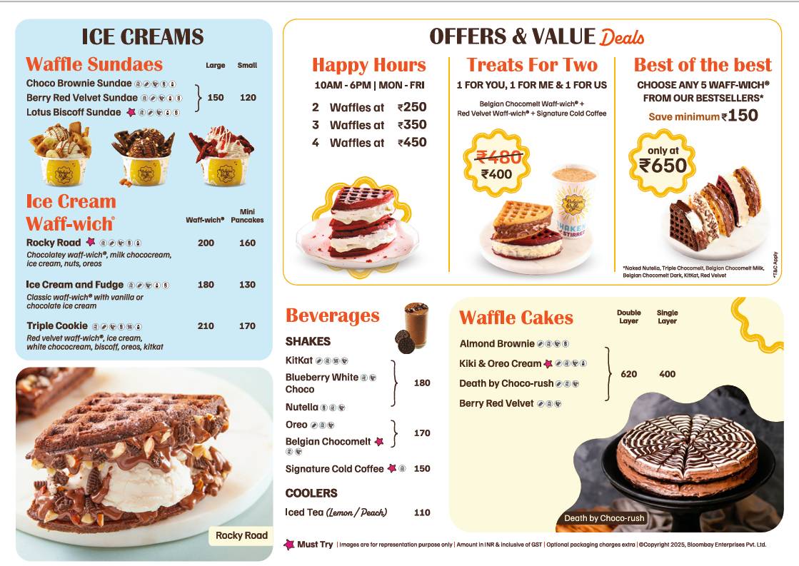 Menu at The Belgian Waffle Co., Jaipur