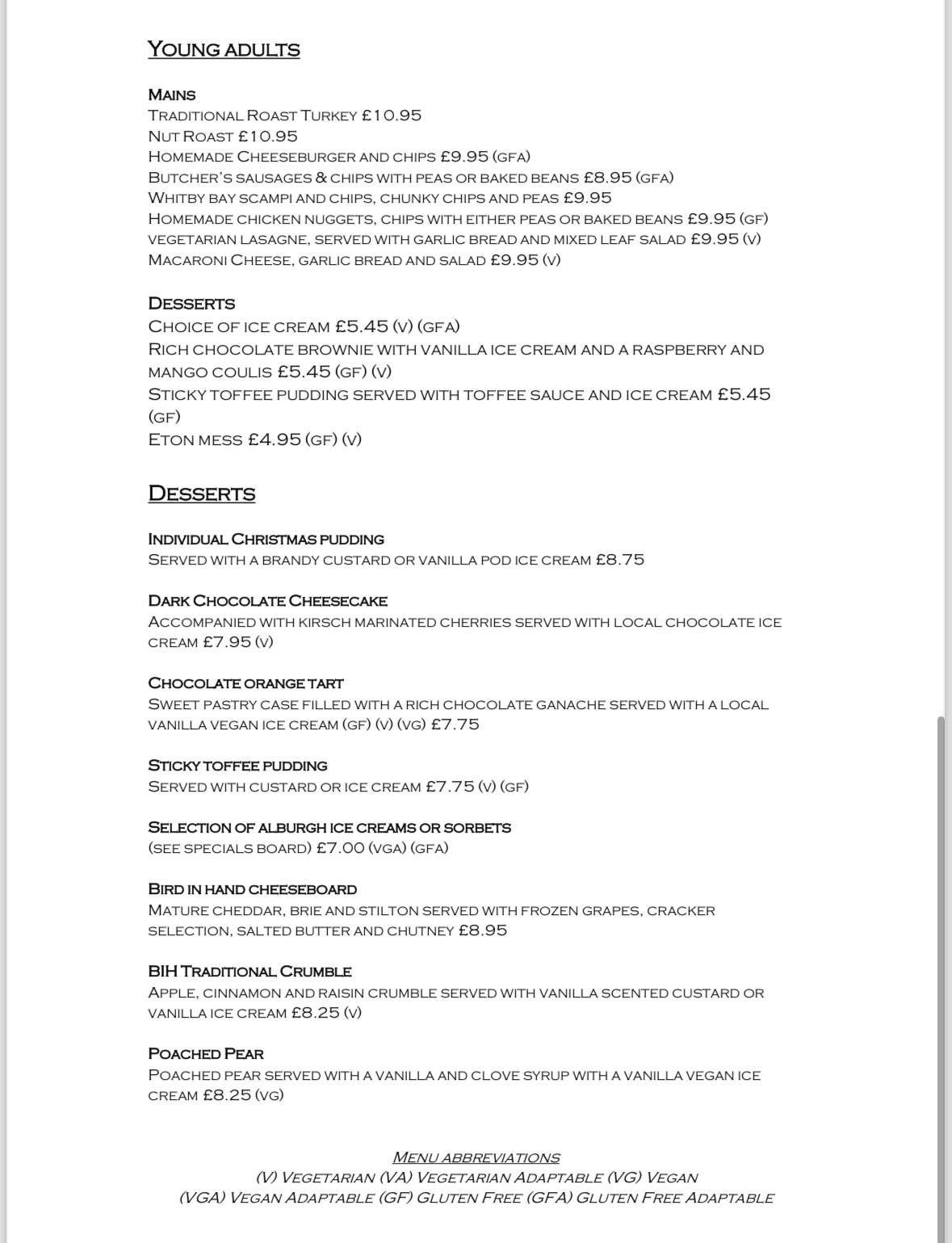 Menu at The Bird In Hand pub & bar, Norwich, Church Rd