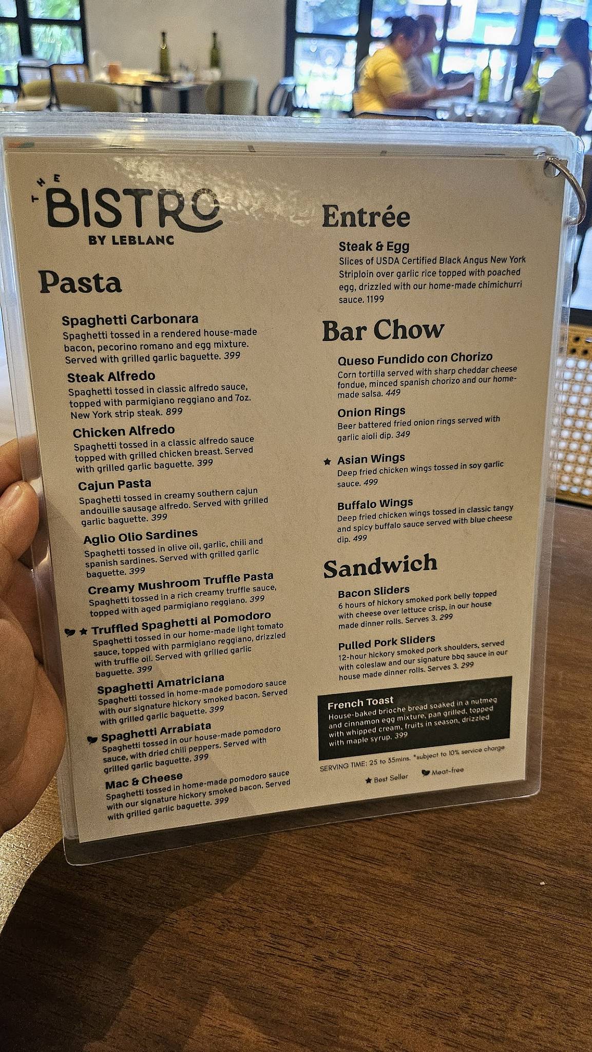 Menu at The Bistro by LeBlanc restaurant, Antipolo