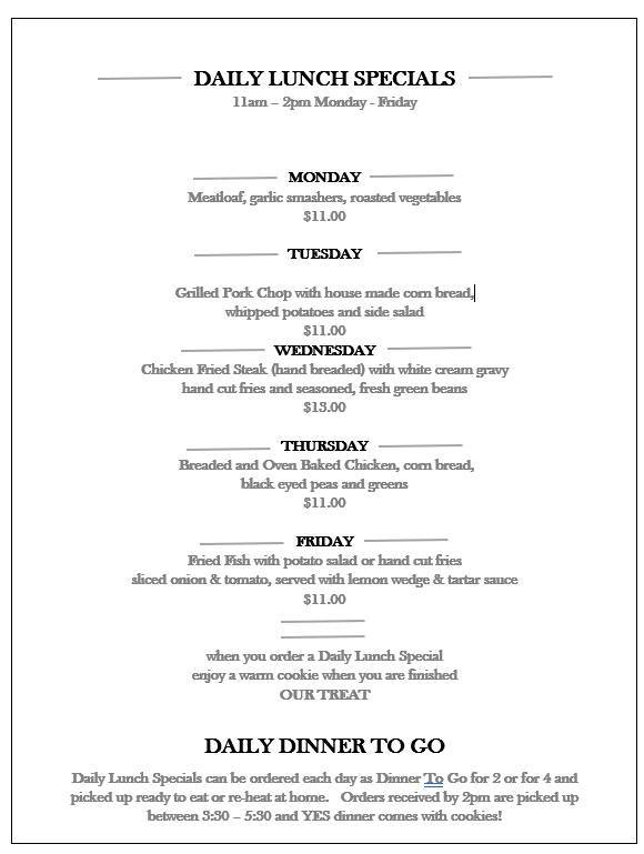 Menu at The Blue Frog cafe, Marshall, 208 N. Washington