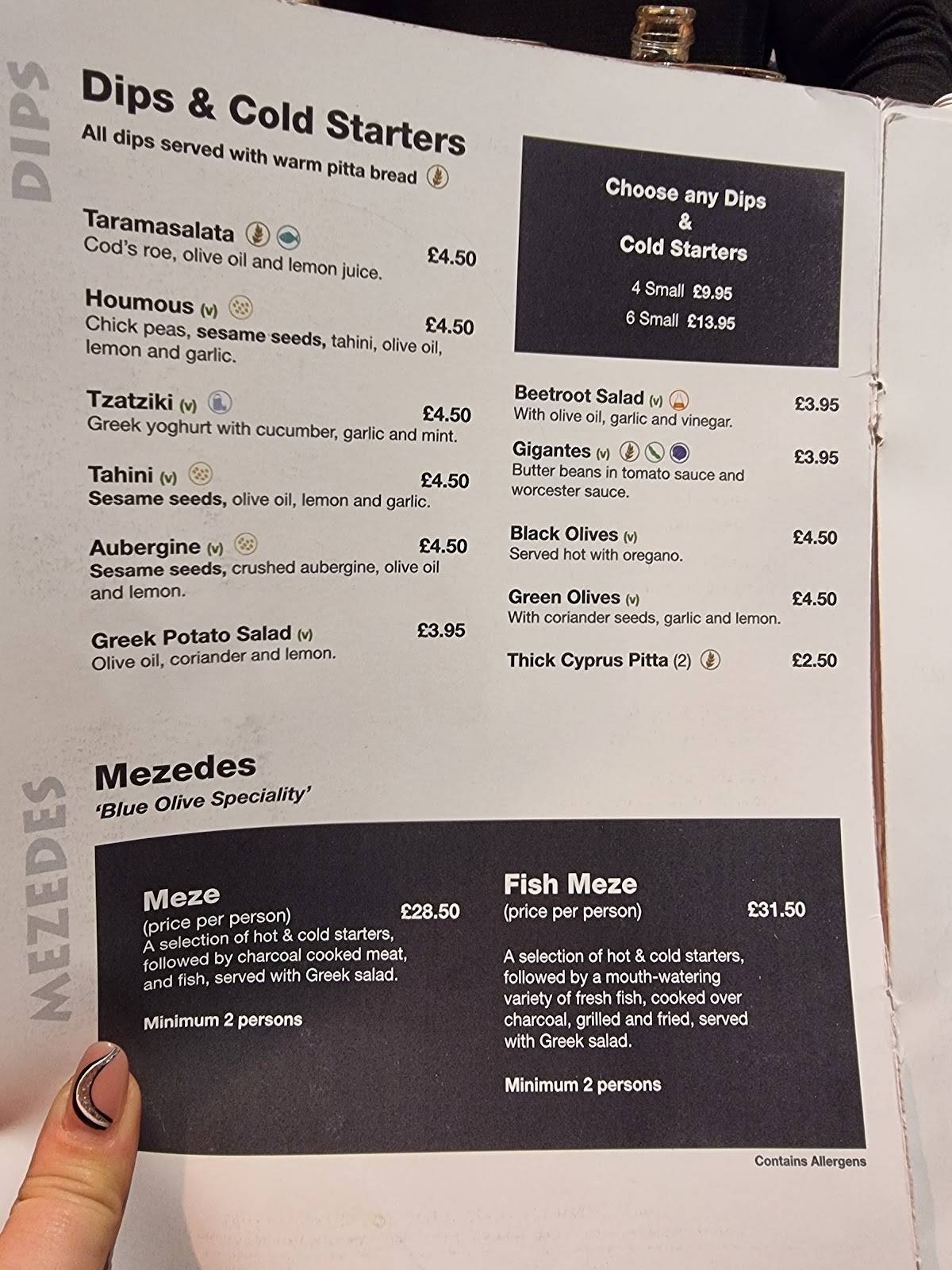 Menu at The Blue Olive restaurant, Barnet, 12 Cockfosters Rd