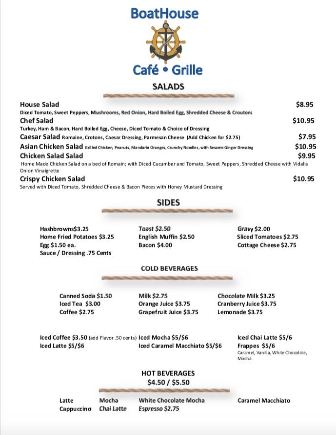 Menu at The BoatHouse Cafe & Grille, Meadview