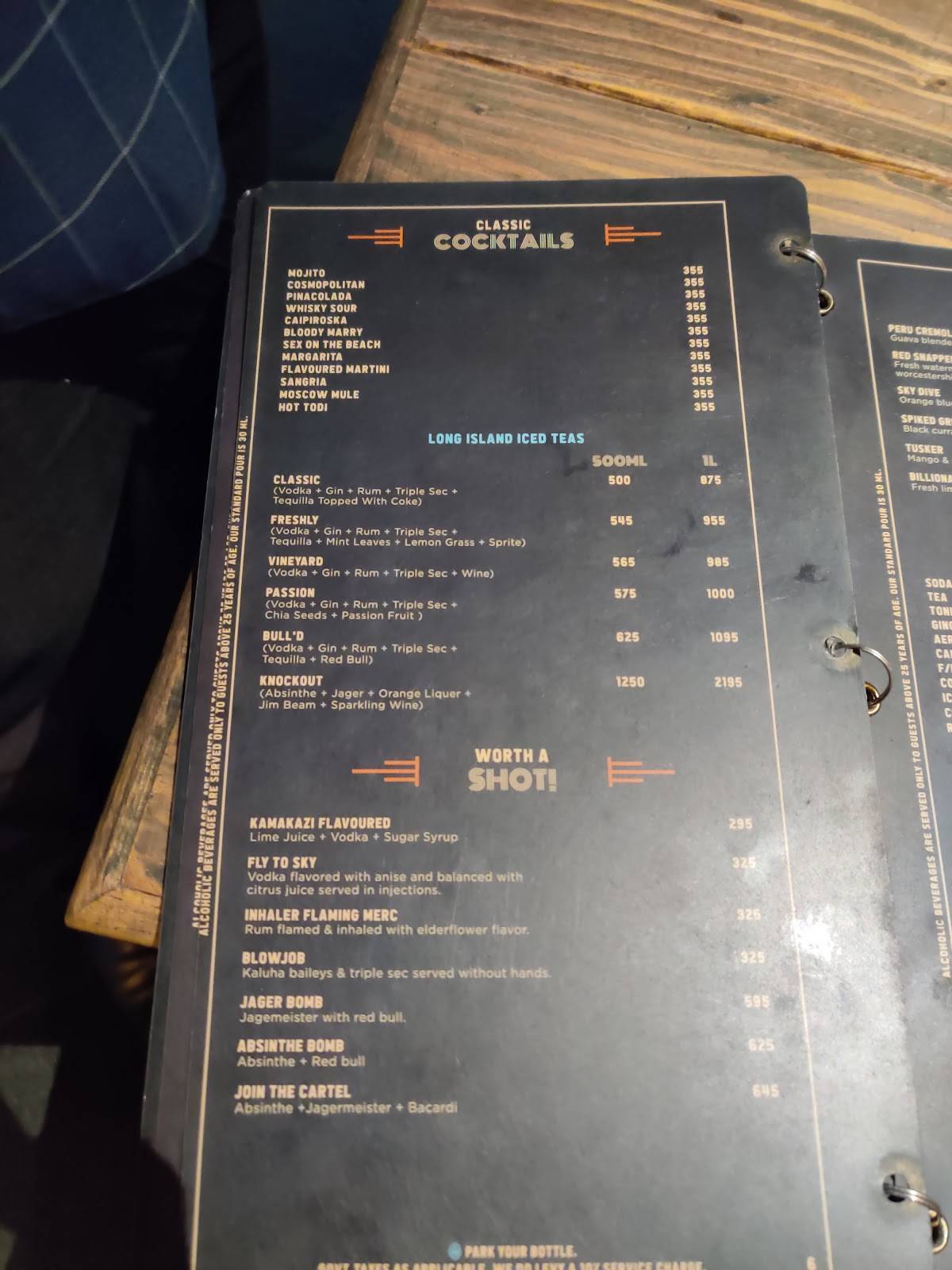 Menu at The Bombay Cartel, Mumbai, Kamala Mills Compound