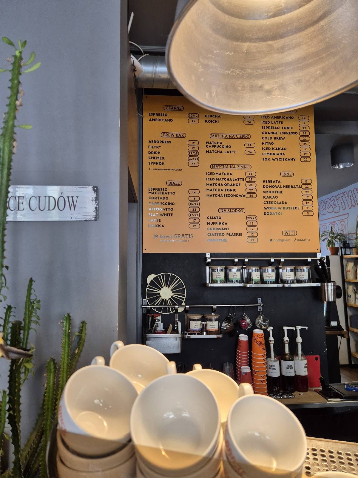 Menu at The Brick Coffee Factory cafe, Łódź, Piotrkowska 136