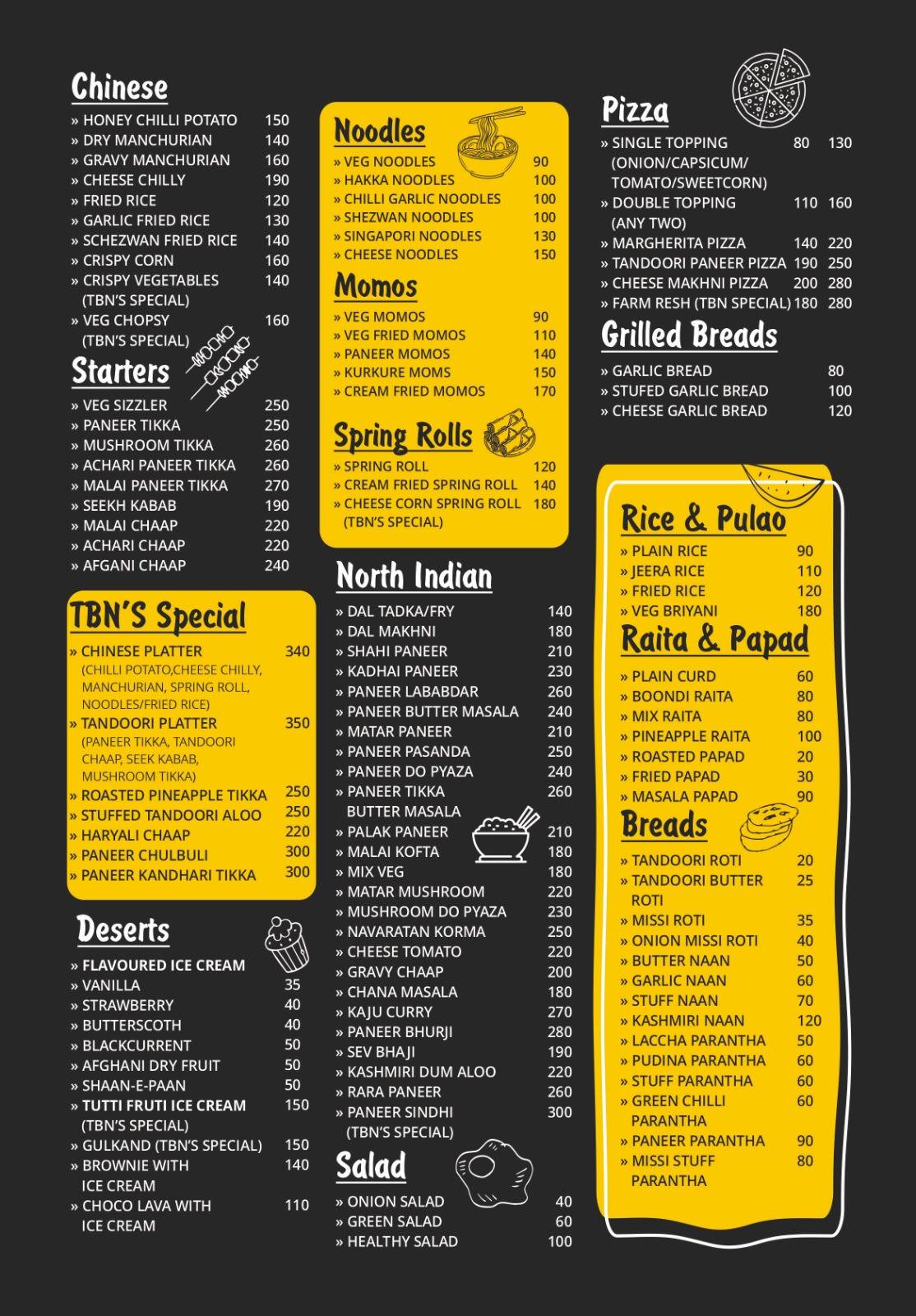 Menu at The Bro's Nation, Jind