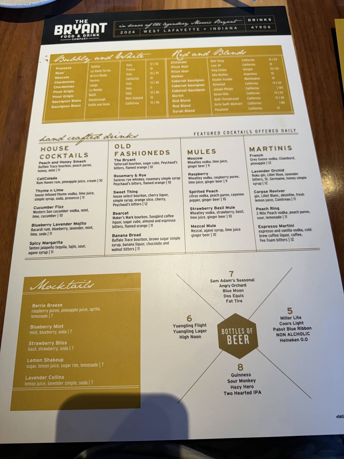 Menu at The Bryant pub & bar, West Lafayette, Sagamore Pkwy W