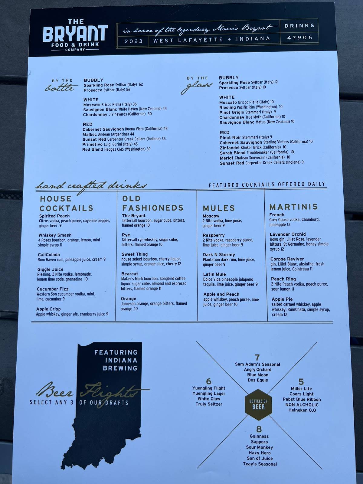 Menu at The Bryant pub & bar, West Lafayette, Sagamore Pkwy W
