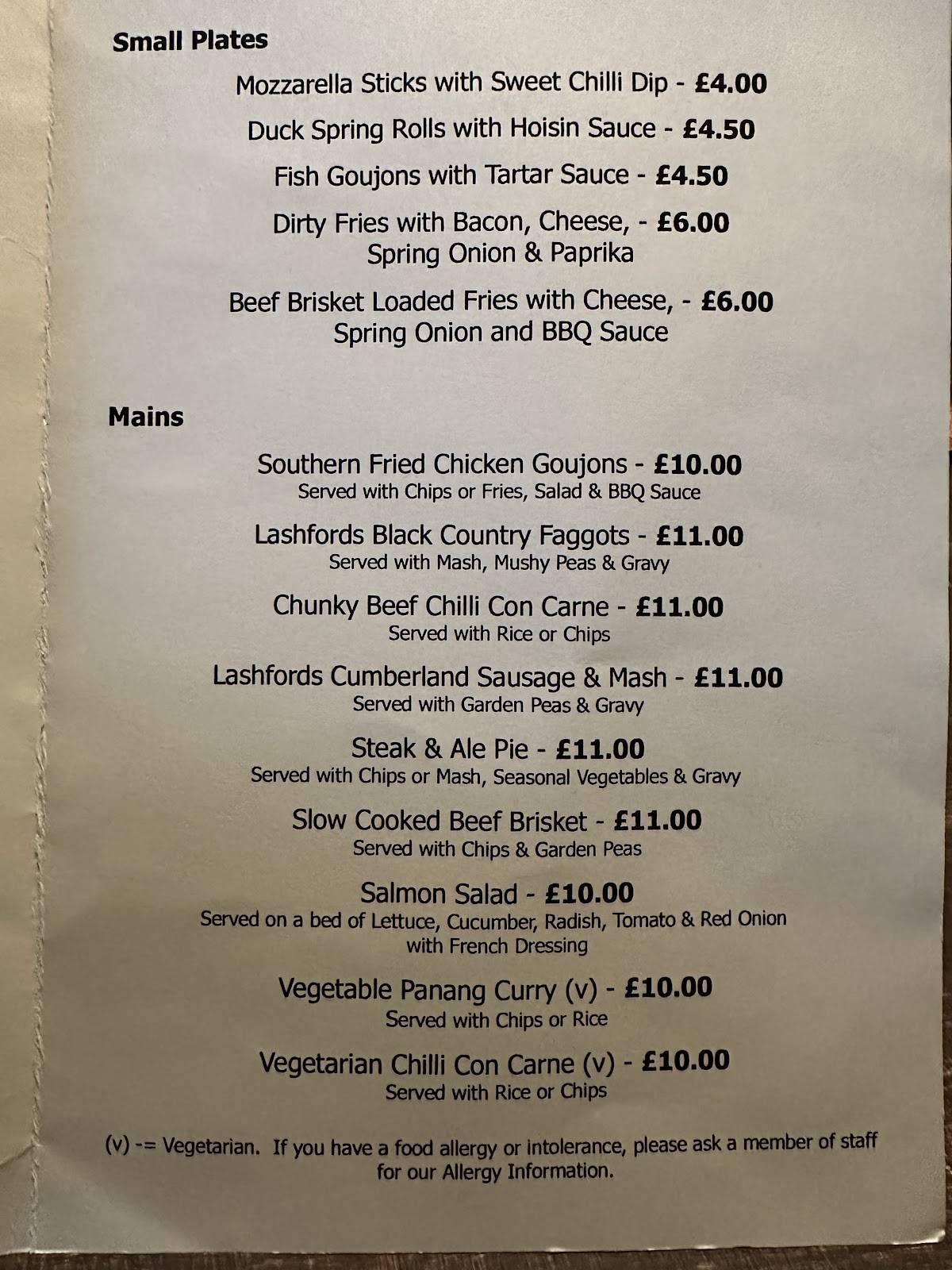 Menu at The Bull pub & bar, Birmingham, 1 Price St