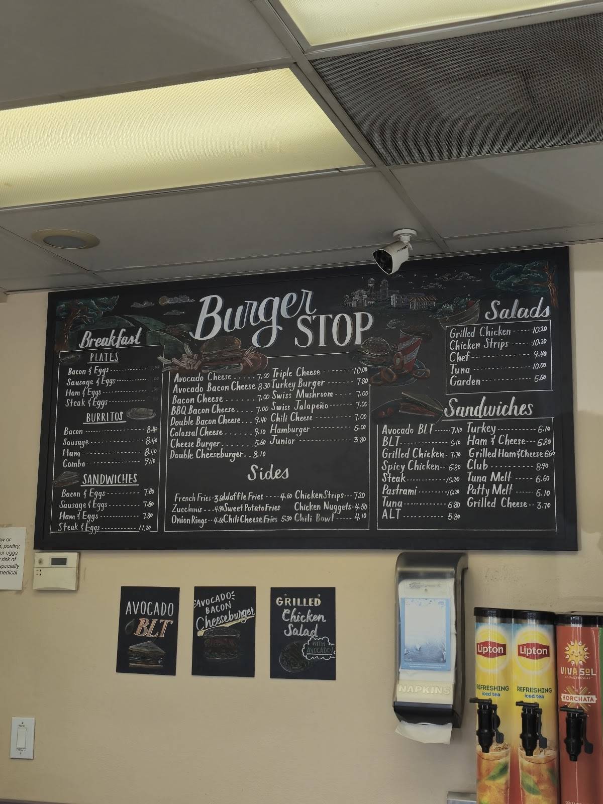 Menu at The Burger Stop restaurant, Santa Ana, S Broadway
