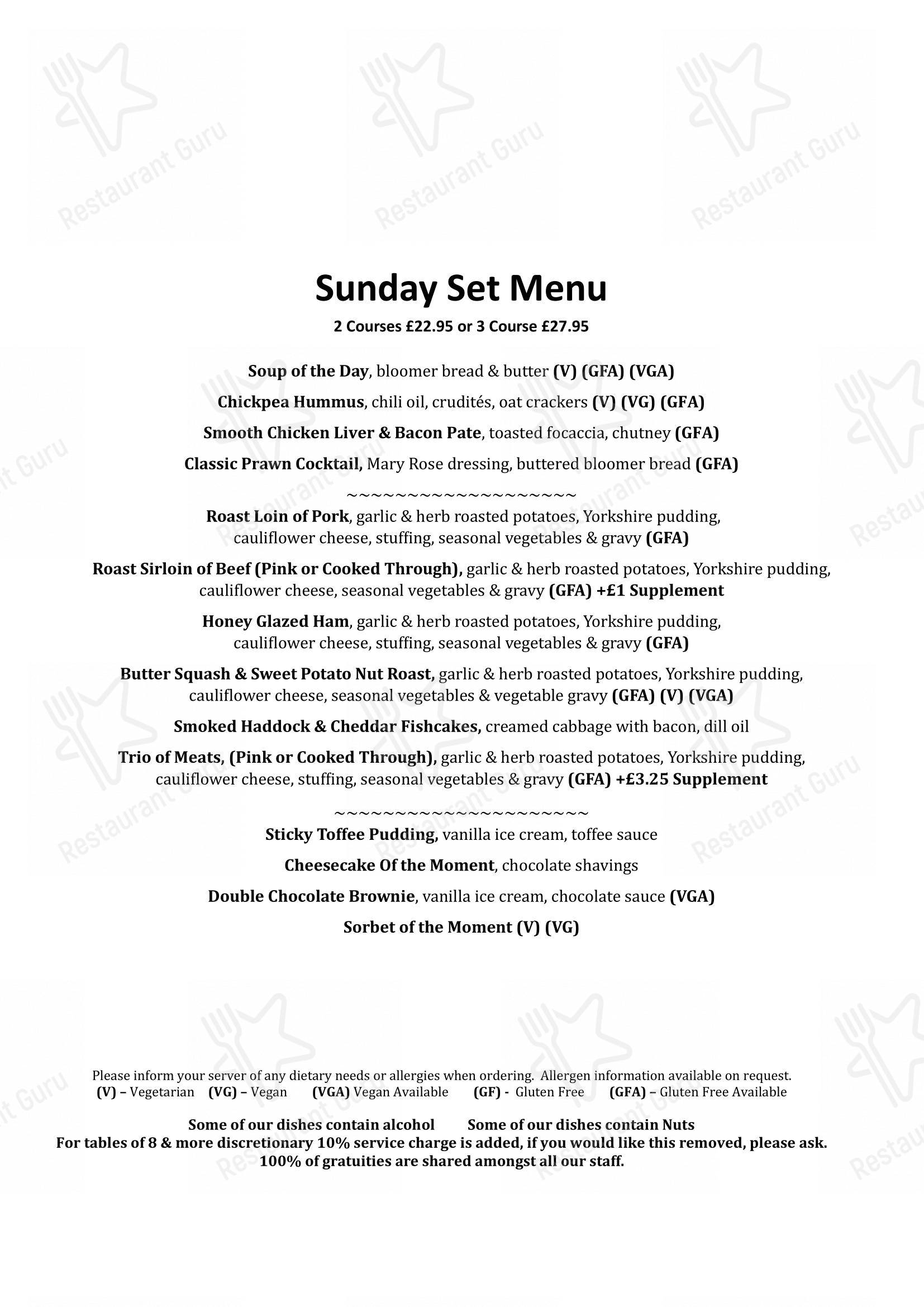 Menu at The Celtic Arms restaurant, Mold
