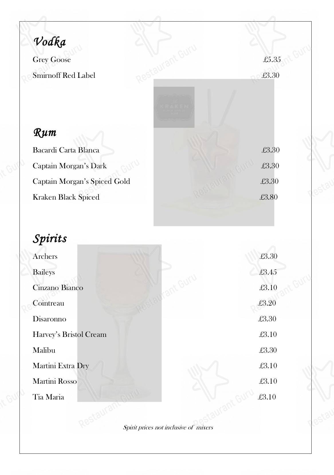 Menu at The Celtic Arms restaurant, Mold