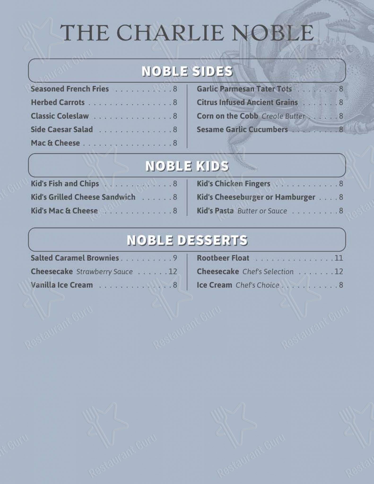 Menu at The Charlie Noble pub & bar, Nantucket