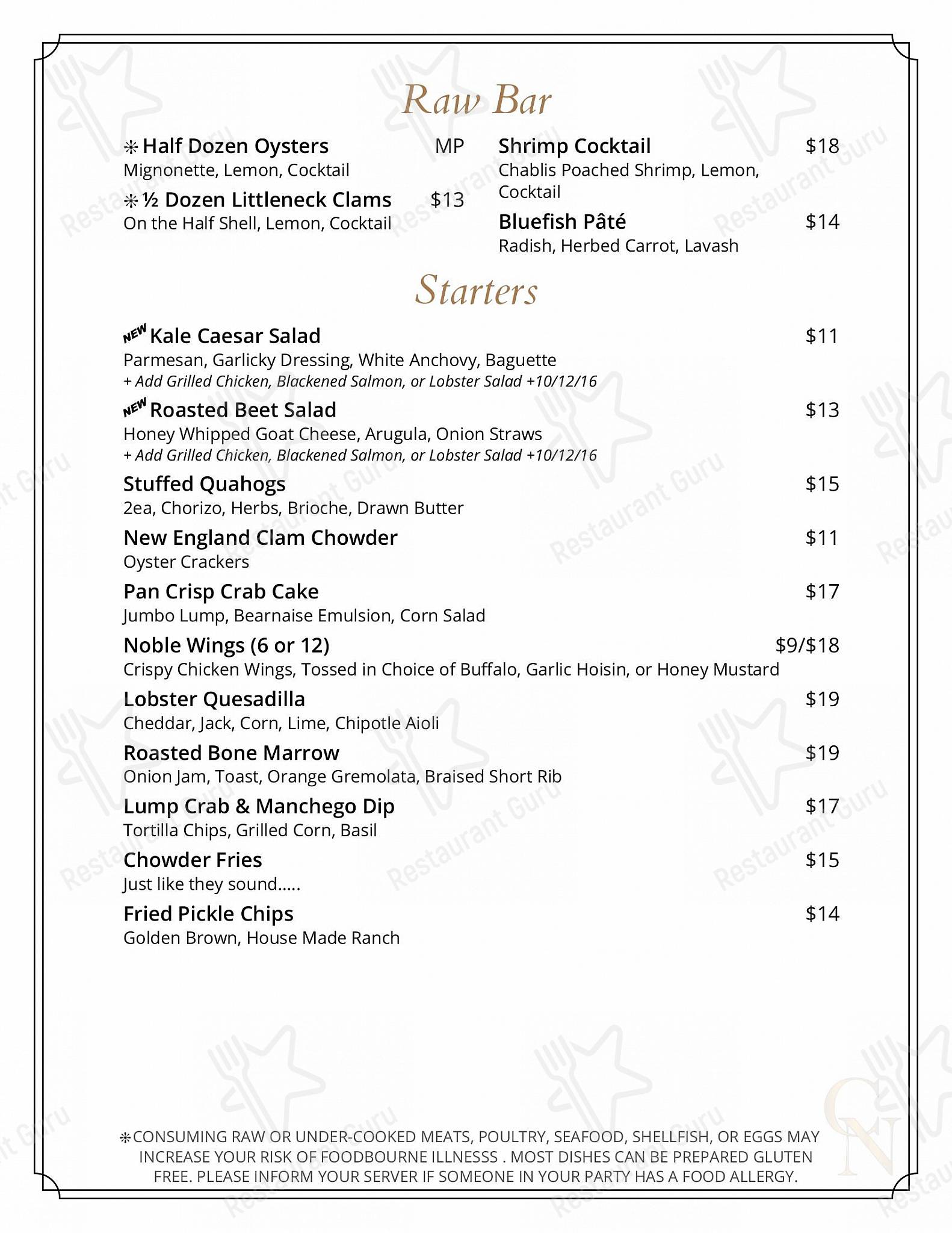 Menu at The Charlie Noble pub & bar, Nantucket