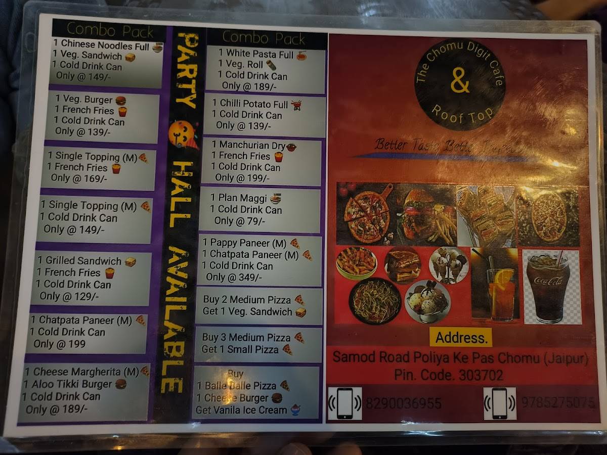 Menu at The Chomu Digit Cafe and Roof Top, Chomu