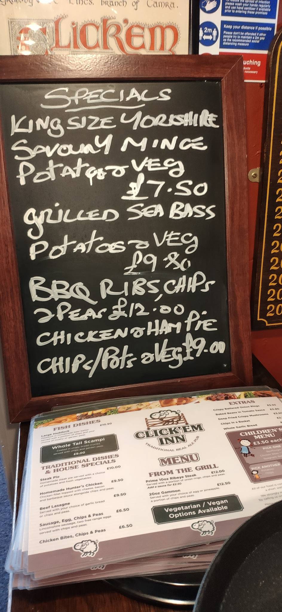 Menu at The Clickem Inn pub & bar, Binbrook