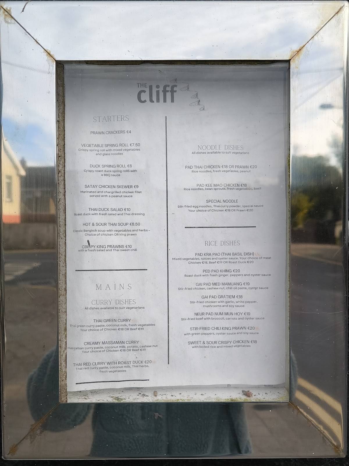 Menu at The Cliff Cafe & Thai Restaurant, Dunmore East