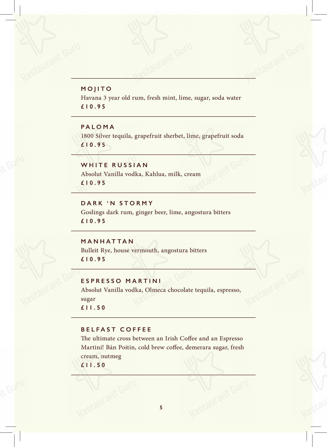 Menu at The Cloth Ear pub & bar, Belfast