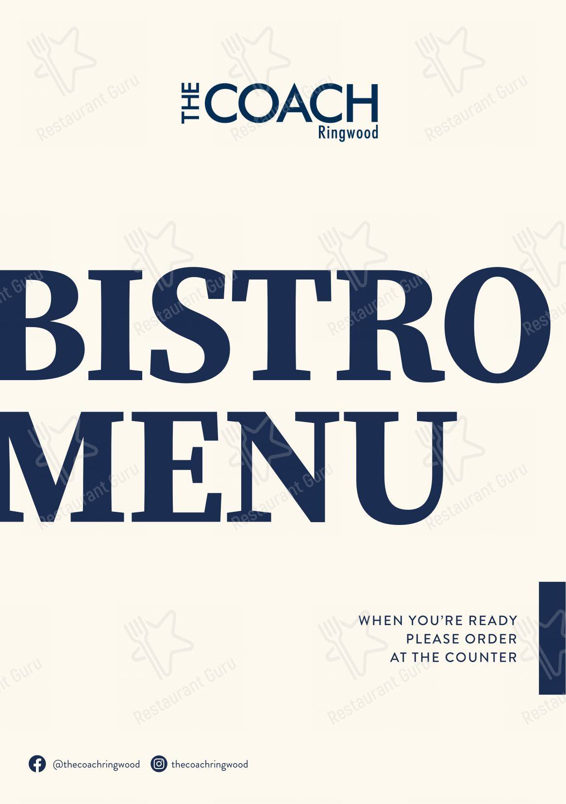 Menu at The Coach pub & bar, Ringwood