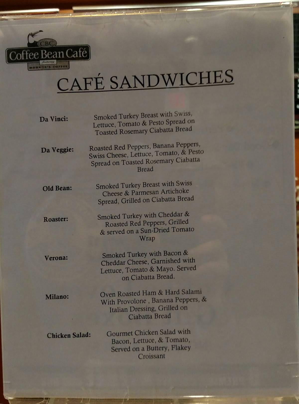Menu at The Coffee Bean Café cafe, Latrobe