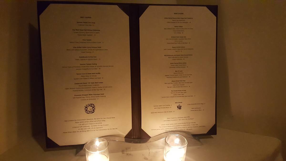 Menu at The Compound Restaurant, Santa Fe