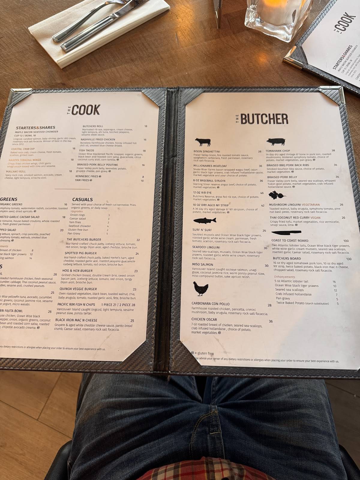 Menu at The Cook and Butcher restaurant, Cowichan Bay