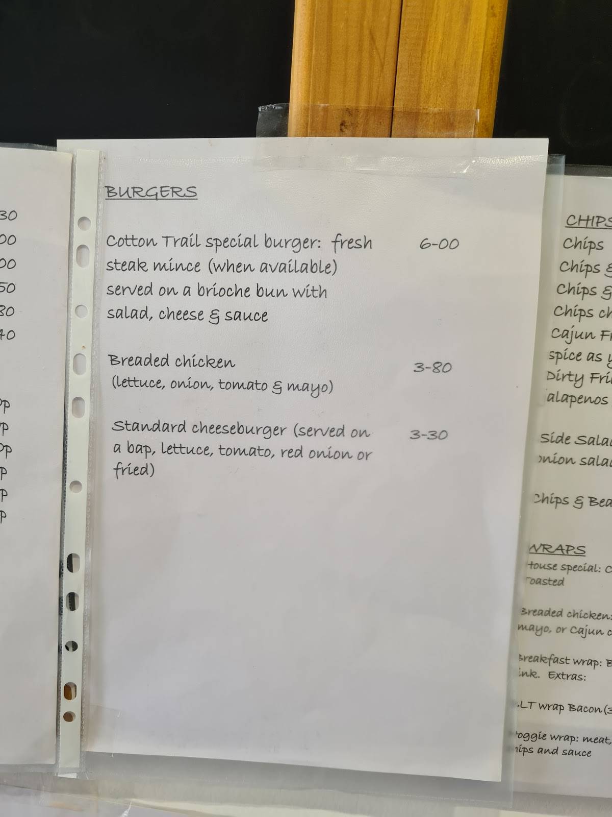 Menu at The Cotton Trail Cafe, Catrine