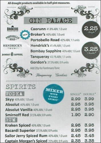 Menu at The Counting House - JD Wetherspoon pub & bar, Glasgow