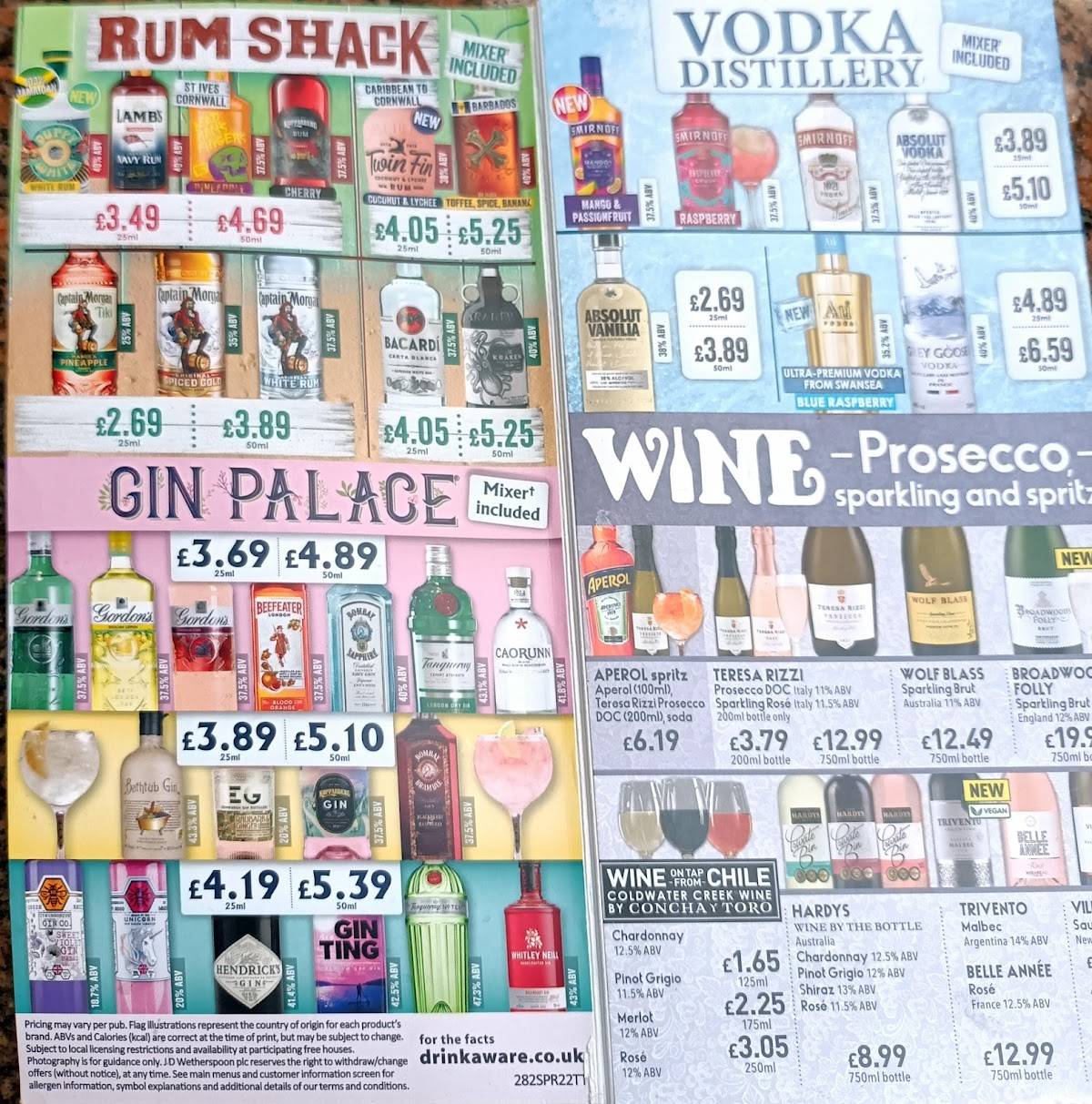 Menu at The Counting House - JD Wetherspoon pub & bar, Glasgow