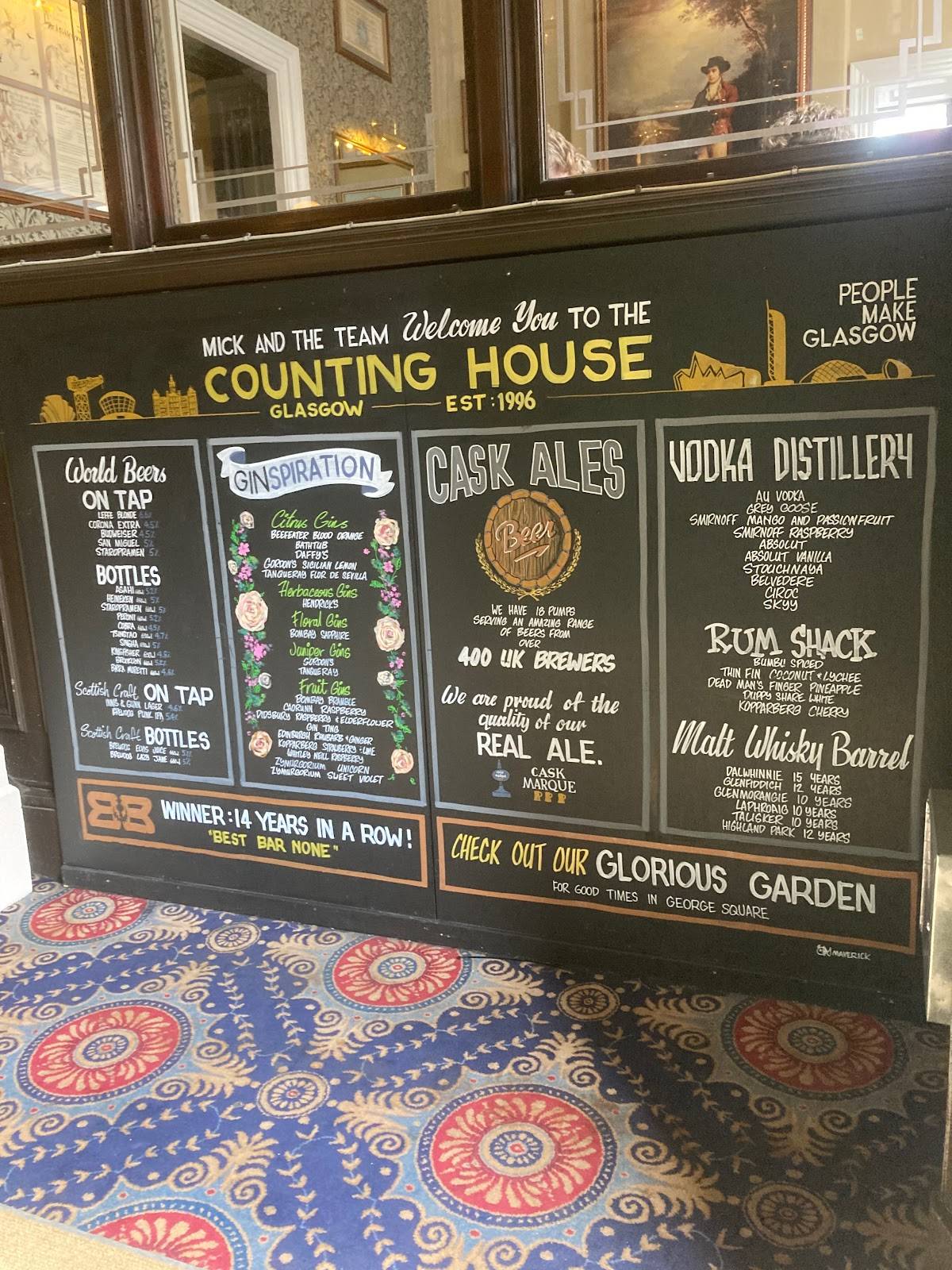 Menu at The Counting House - JD Wetherspoon pub & bar, Glasgow