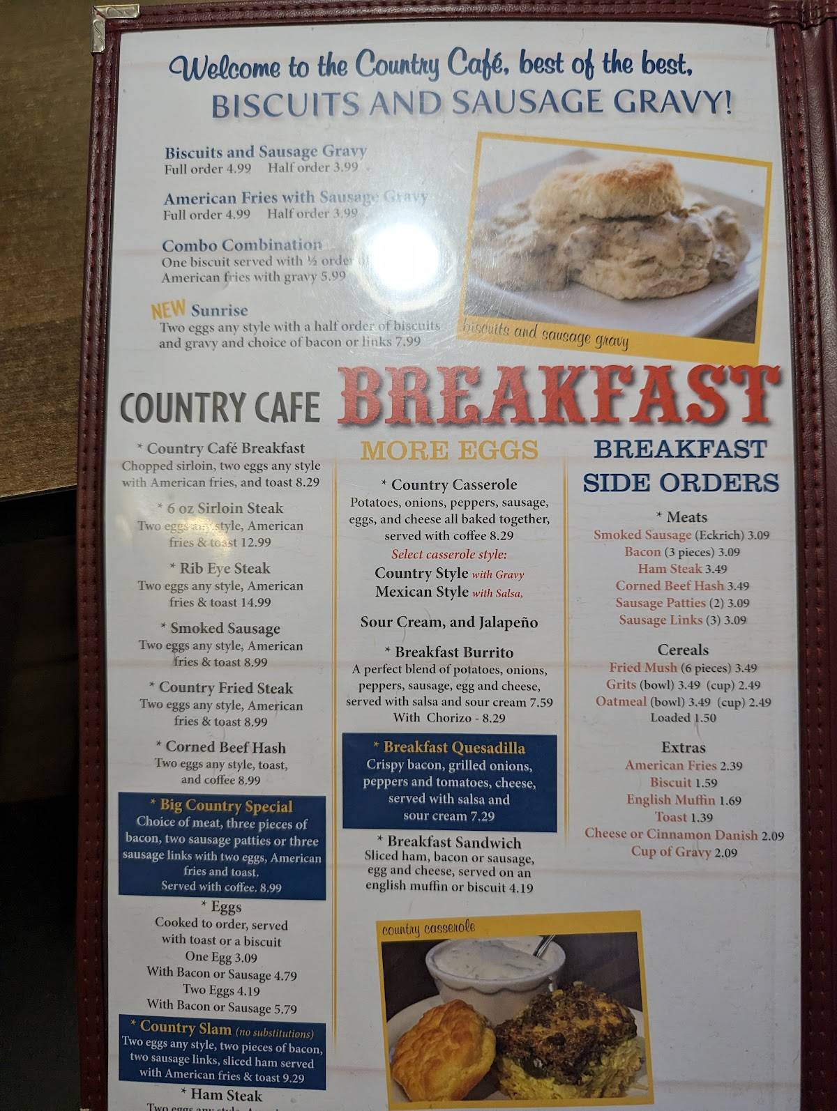Menu at The Country Cafe, Lafayette, Teal Rd